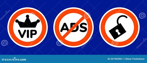 Set Of GUI Pictogram Icon Buttons For Website Or Mobile Game Or Application VIP Crown No Ads