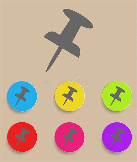 Push Pin Icon Flat Design Vector Stock Vector Illustration Of