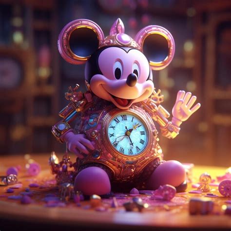 Premium Photo Mickey Mouse Clock Sitting On A Table With Confetti