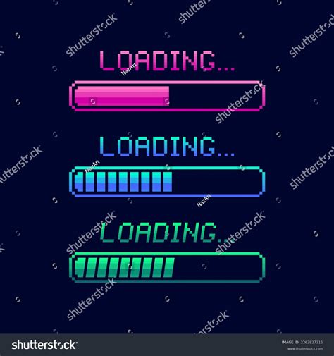 Pixel Art 8 Bit Loading Bar Isolated On Dark Royalty Free Stock
