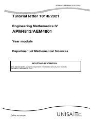 TUT APM Pdf APM AEM Tutorial Letter Engineering