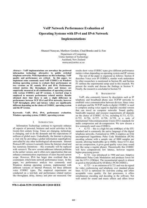 Pdf Voip Network Performance Evaluation Of Operating Systems With Ipv4 And Ipv6 Network