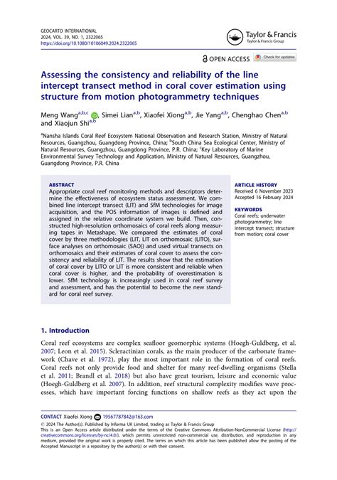 Pdf Assessing The Consistency And Reliability Of The Line Intercept Transect Method In Coral
