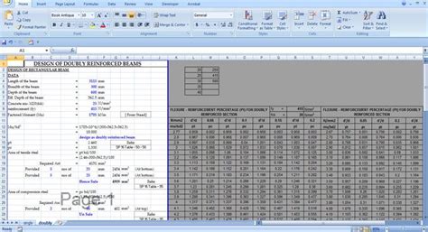Spreadsheet For Designing Doubly Reinforced Beam