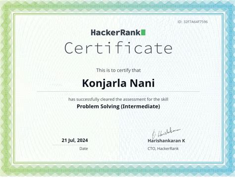 Konjarla Nani On Linkedin Hackerrank Problem Solving Intermediate
