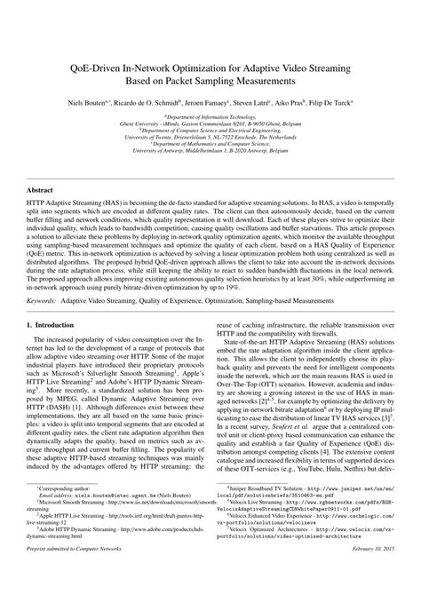 Pdf Qoe Driven In Network Optimization For Adaptive Video Streaming