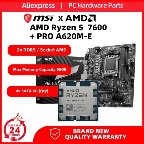 Placa M E Amd Ryzen 5 7600 Com Msi Pro A620m E Am5 Mem Ria Kit2x