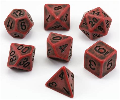 Ancient Dice Red Rpg Role Playing Game Dice Set Dark Elf Dice