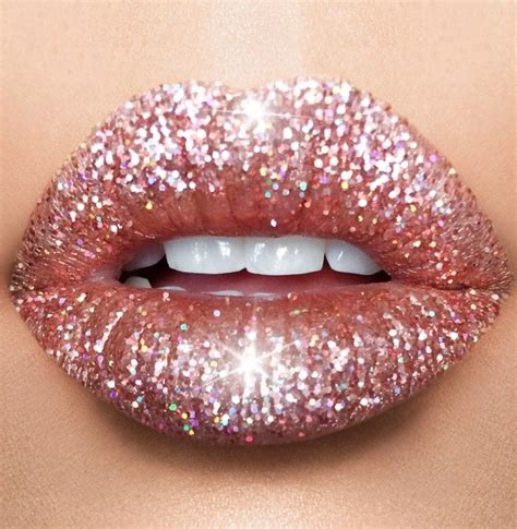 Futuristic Nude Glitter Lips Glitter Lipstick Lip Art