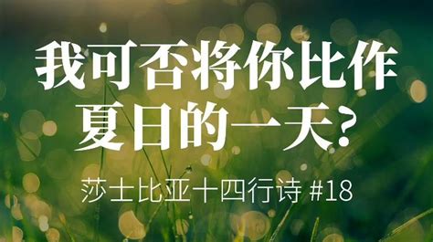 我可否将你比作夏日的一天 Sonnet18 英语趣配音