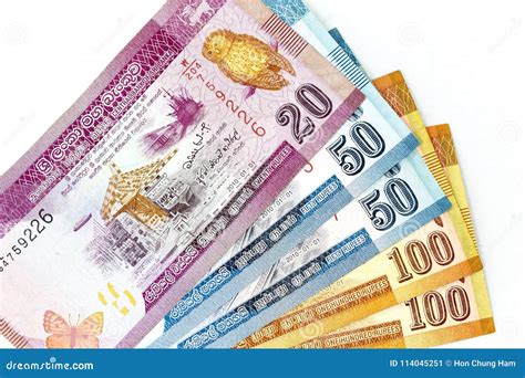 Currency Banknotes Spread Across Frame Sri Lankan Rupee In Various