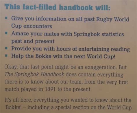 The Springbok Handbook Eddie Grieb And Stuart Farmerpublisher Jonathan Ball 2011isbn