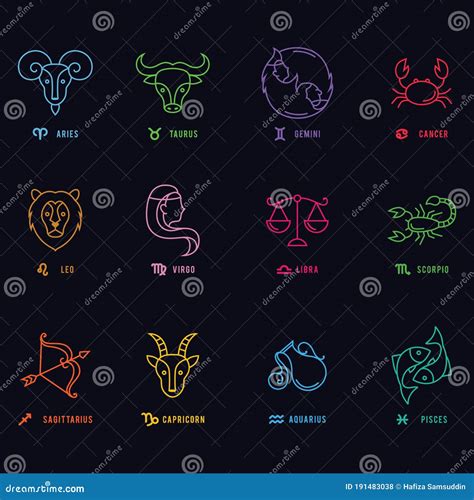 Set Of Horoscope Icons Vector Illustration Decorative Design Stock