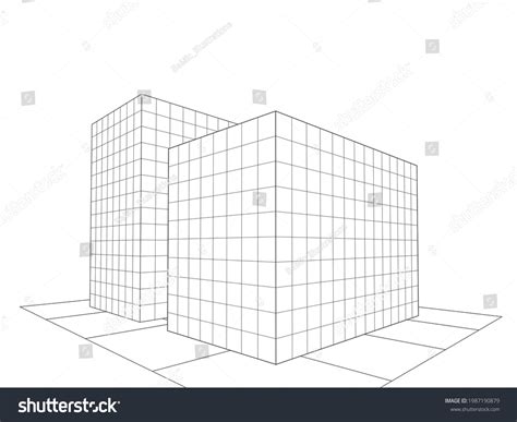 D Exterior View Perspective Grid Two Stock Illustration Shutterstock
