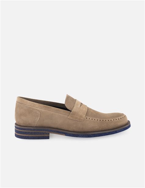 Mocasín Beige Ante Hombre Con Detalles En Piel Napa