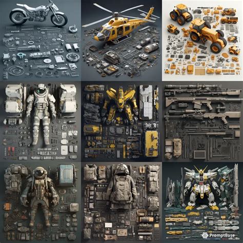 parts and equipment exploded views midjourney prompt promptbase