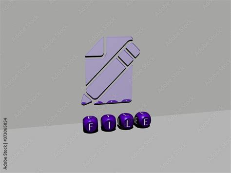 3d graphical image of file vertically along with text built by metallic