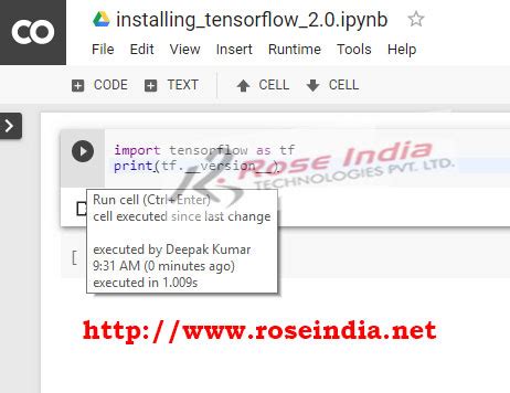 Install Tensorflow In Colab