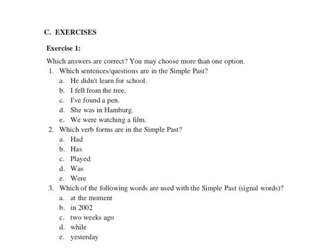 c exercises exercise 1 which answers are correct you may choose more