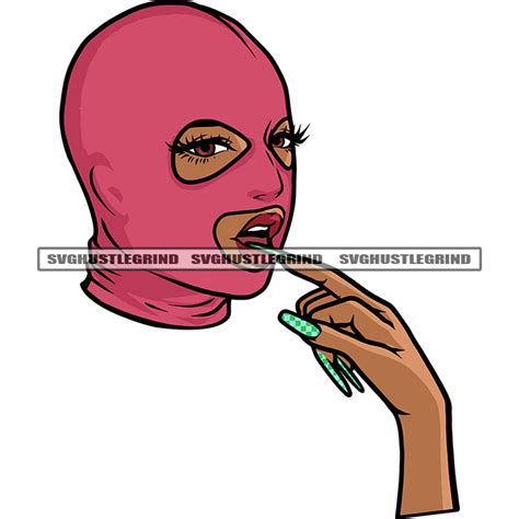 African American Gangster Woman Wearing Ski Mask Vector Design Element Designsbyaymara