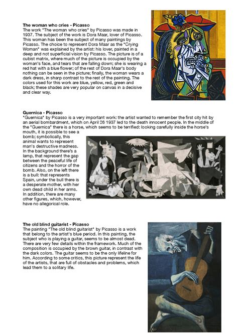 Pablo Picasso Opere Docsity