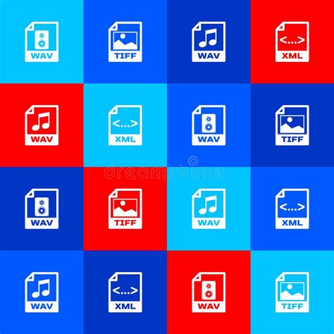 Establecer El Icono De Tiff Y Xml Del Documento De Archivo Wav Vector Ilustraci N Del Vector