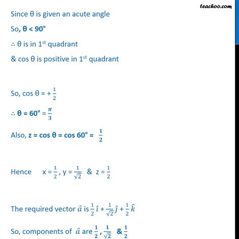 ex 10 4 3 if a unit vector a makes angles pi 3 with i pi 4