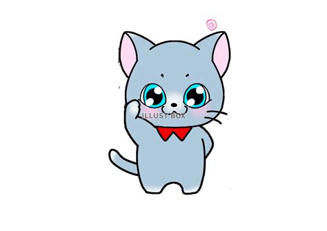 無料イラスト 猫シリーズ 敬礼するロシアンブルー