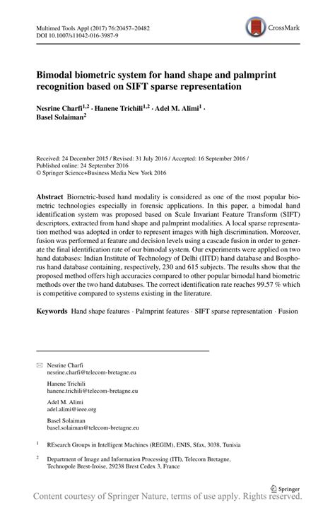 Bimodal Biometric System For Hand Shape And Palmprint Recognition Based