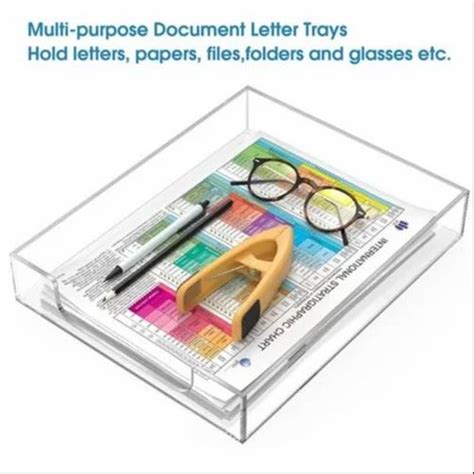 CLEAR Acrylic LETTER ORGANIZER DESK TRAY PAPER TRAY DOCUMENT TRAY FILE TRAY L 12 6 X W 10 2 X