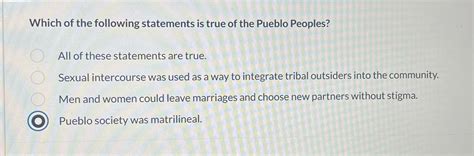 Solved Which Of The Following Statements Is True Of The Chegg Com