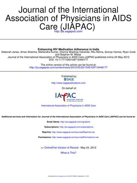 Pdf Enhancing Hiv Medication Adherence In India