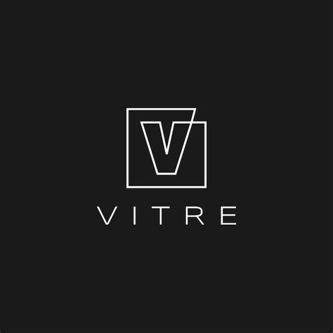 Lettre V Carrée Initial Lettermark Ligne Continue Contour Blanc Sur L
