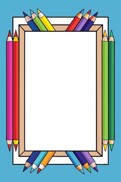 Graphics Frame Rectangle Made Of Colored Pencils Premium Ai Generated
