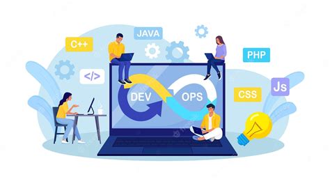 Premium Vector Devops Concept Programmers Practice Of Development And