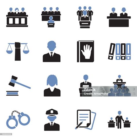 법률 법원 및 사법 아이콘 투톤 플랫 디자인 벡터 그림입니다 Criminal Investigation에 대한 스톡 벡터 아트 및