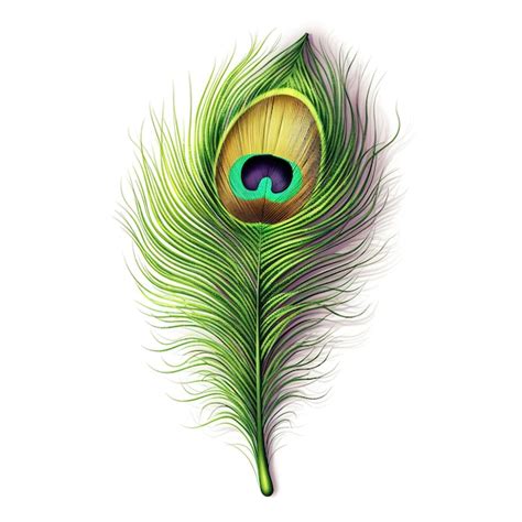 Premium Photo Krishna Peacock Feather On White Background Generative Ai