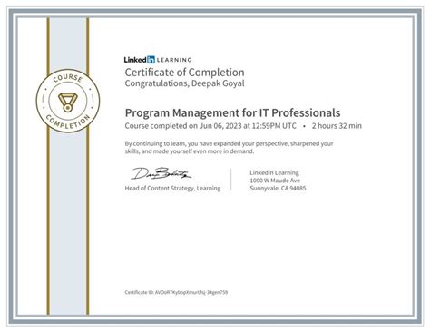Deepak Goyal On Linkedin Certificate Of Completion