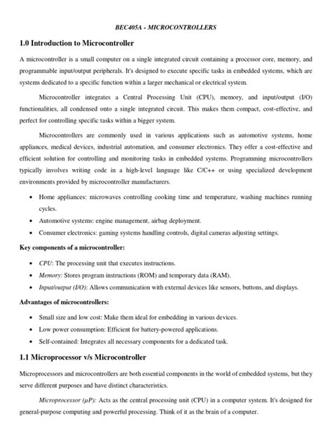 01 Mc Module 01 Notes 2023 24 Download Free Pdf Microcontroller