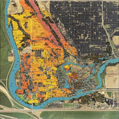 A Floodplain Map Showing Areas At High Risk For Flooding With