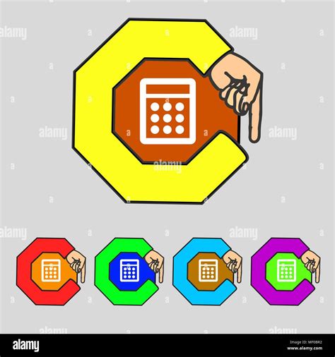 Calculator Sign Icon Bookkeeping Symbol Set Colourful Buttons Vector Illustration Stock
