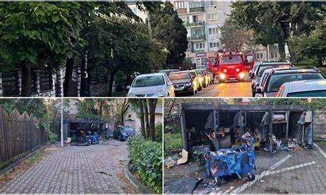 FOTO VIDEO Incendiu la Alba Iulia Mai multe containere de colectare a deșeurilor menajere s au
