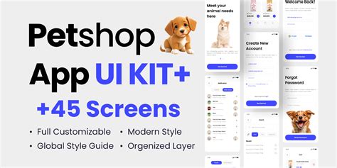 Petshop App UI KIT Figma Modern Style Orgenized Layer Ai Version