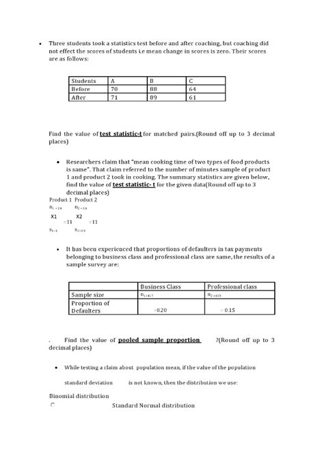 Solved Three Students Took A Statistics Test Before And Chegg