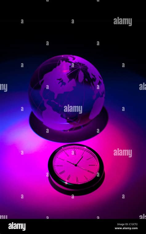Globe And Clock For Background Stock Photo Alamy