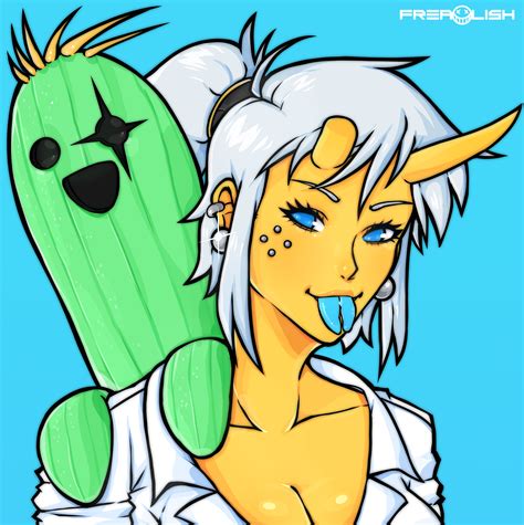 Alien Girl W Cool Cactus Friend By Frealish On Newgrounds