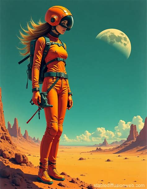 1970s Sci Fi Book Cover Stable Diffusion Online