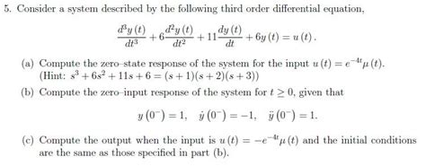Solved Consider A System Described By The Following Third Chegg