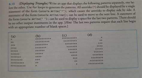 solved 6 15 displaying triangles write an app that