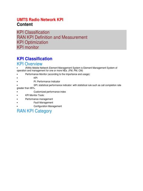 Umts Radio Network Kpi Pdf Performance Indicator Network Congestion